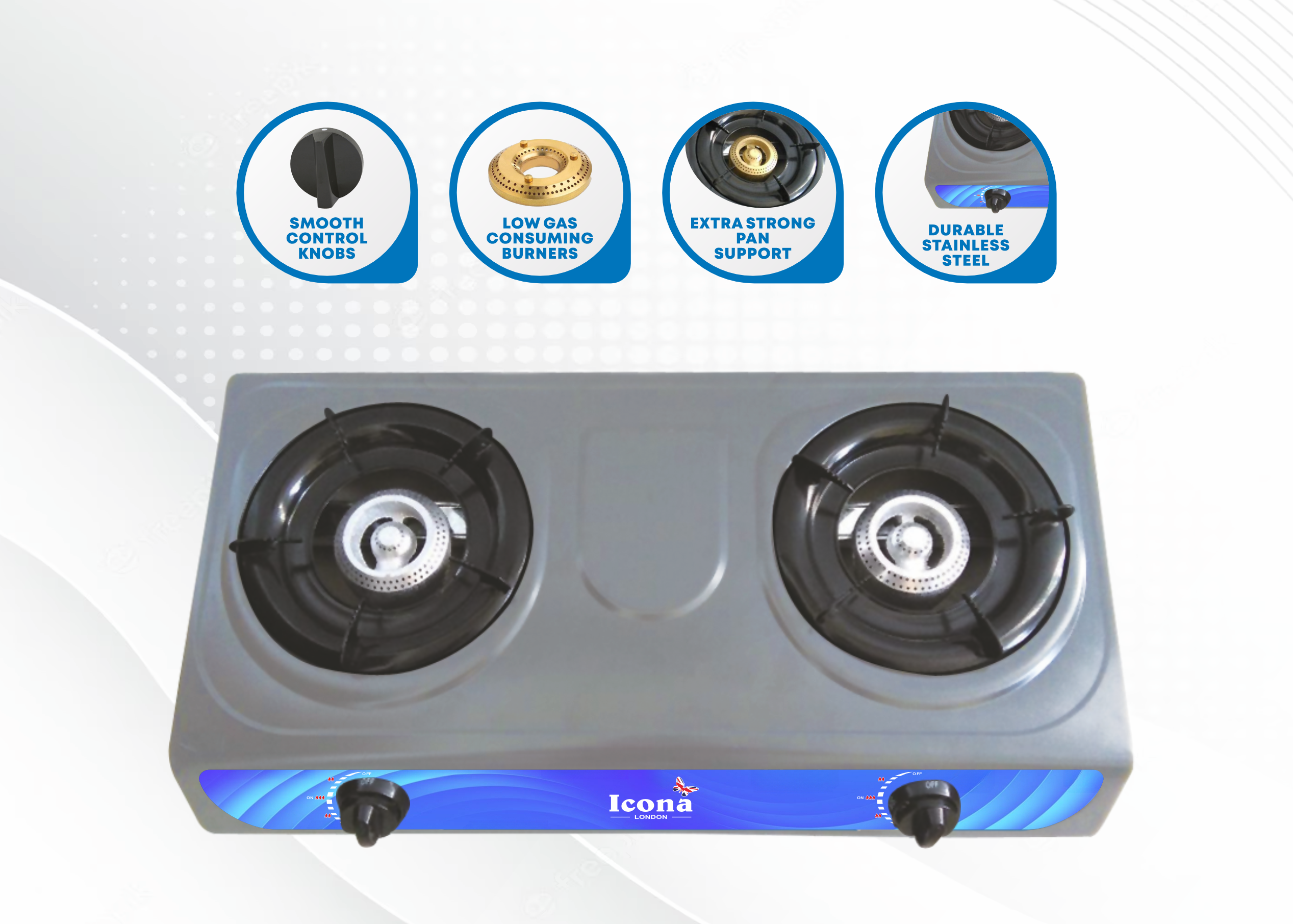 Auto Gas Stove Two Burner (Black) – Icona London