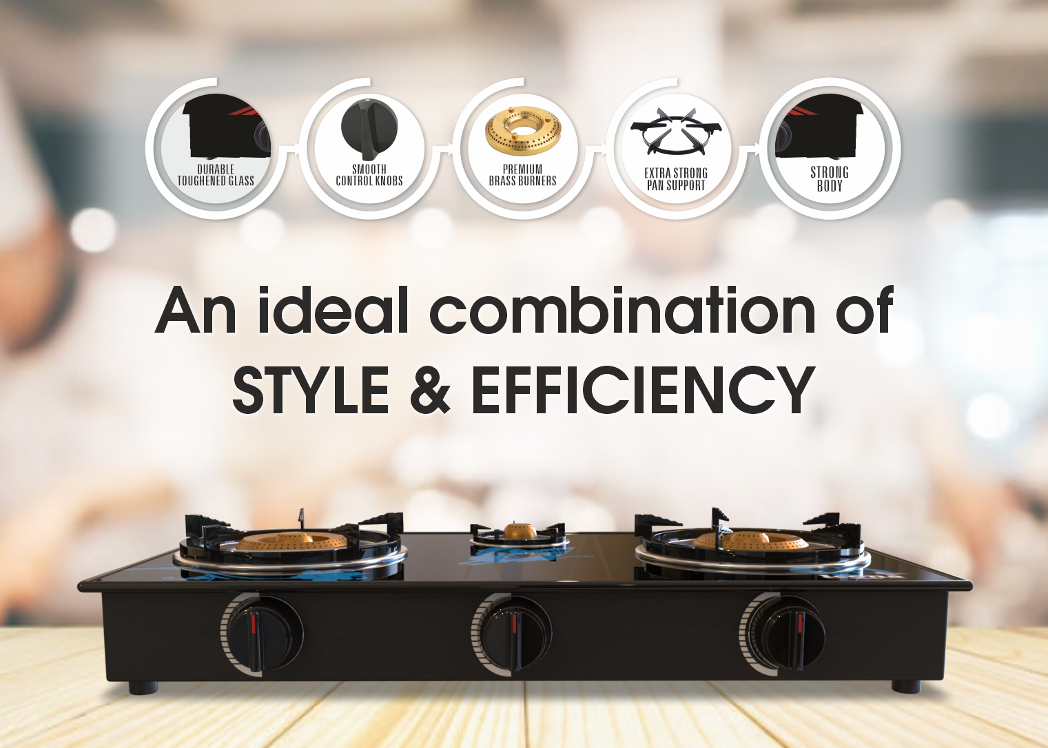 Auto Glass Gas Stove Three Burner – Icona London